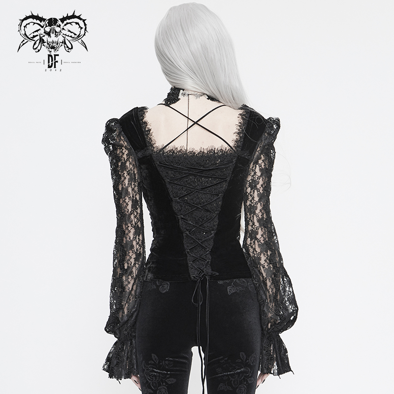 Gothic Women's Lace Velvet Top - Perfect for All | RebelsMarket