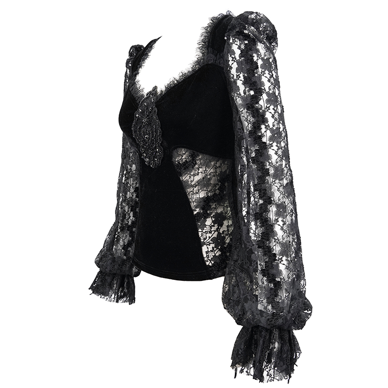 Gothic Women's Lace Velvet Top - Perfect for All | RebelsMarket