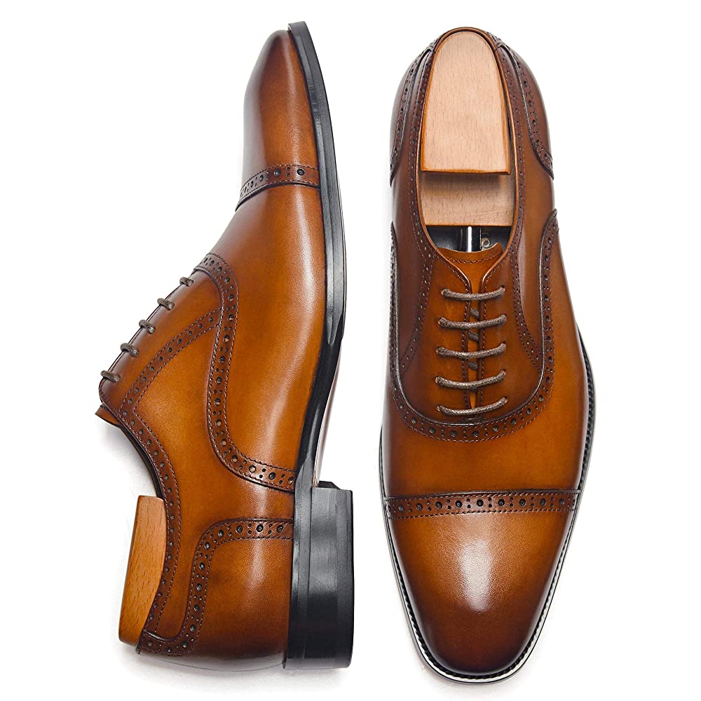 Handmade Men Tan Leather Formal Dress Shoes, Men | RebelsMarket