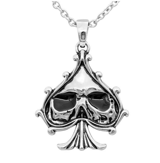 Gothic Dark Skull Black Spade Necklace