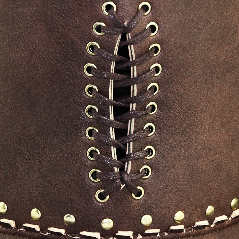 Men's Faux Leather Lace-Up Detail Top Hat With Googles | RebelsMarket