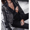 New Women Black Leather Jacket Embellished With Silver | RebelsMarket