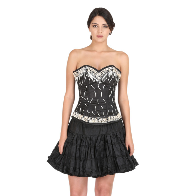 Gothic Black Satin Sequins Burlesque Corset Waist Rebelsmarket