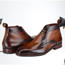 Handmade Men Brown Hand Burnish Oxfords Boot, Brown | RebelsMarket