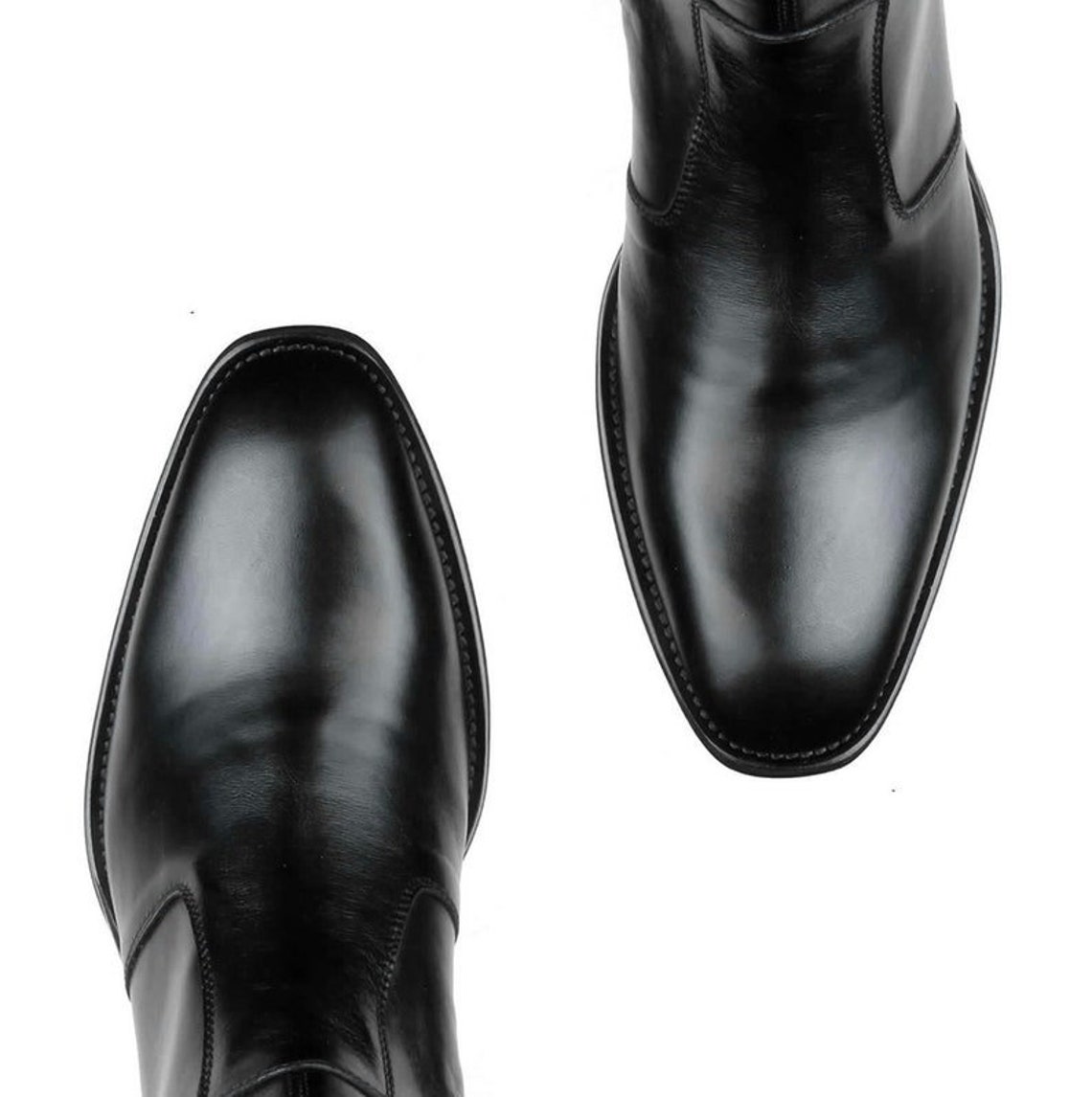 Handmade Men Black Leather Zip Boots, Engineer Boots, | RebelsMarket