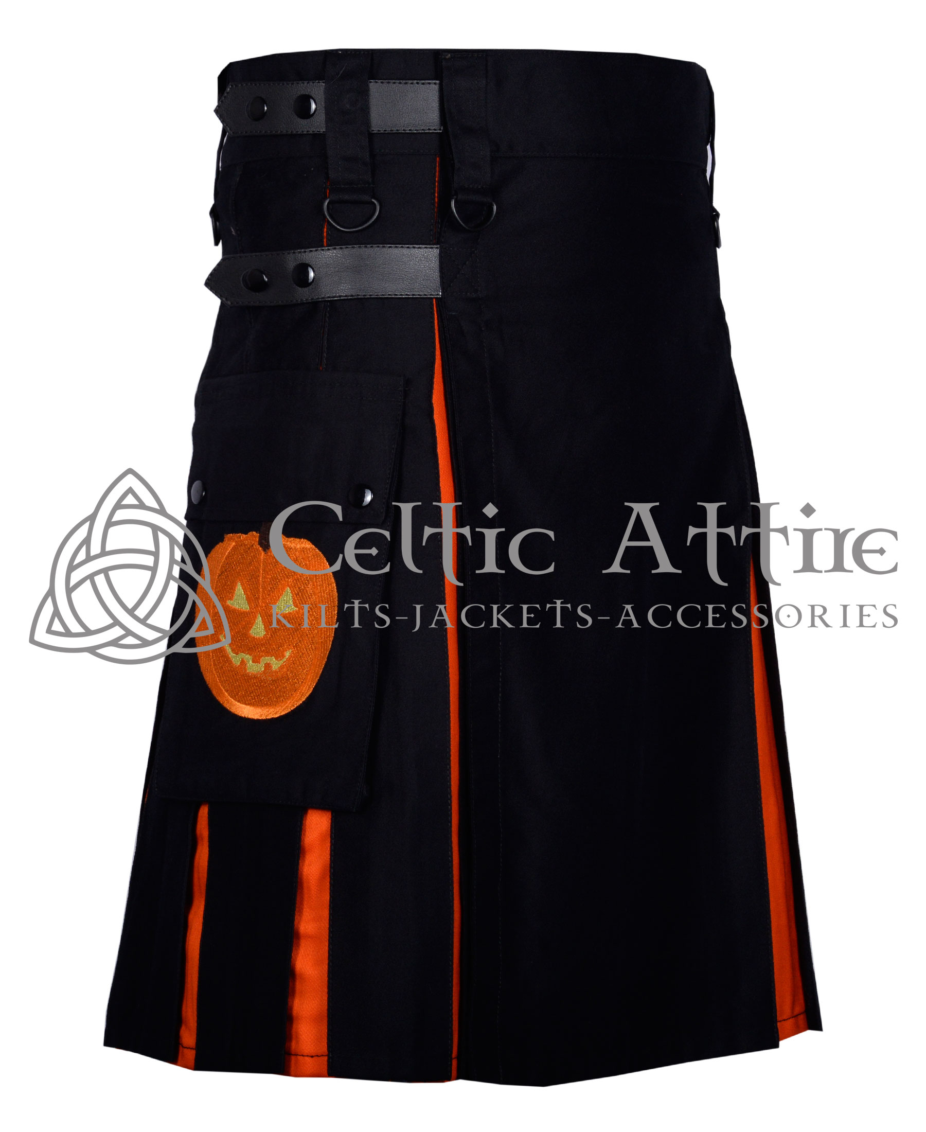 Gothic Halloween Theme Black Cotton Kilt With | RebelsMarket