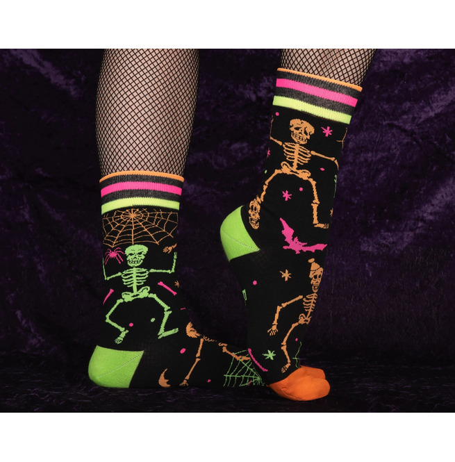 Rave Skeleton Crew Socks - UV Reactive for Men | | RebelsMarket