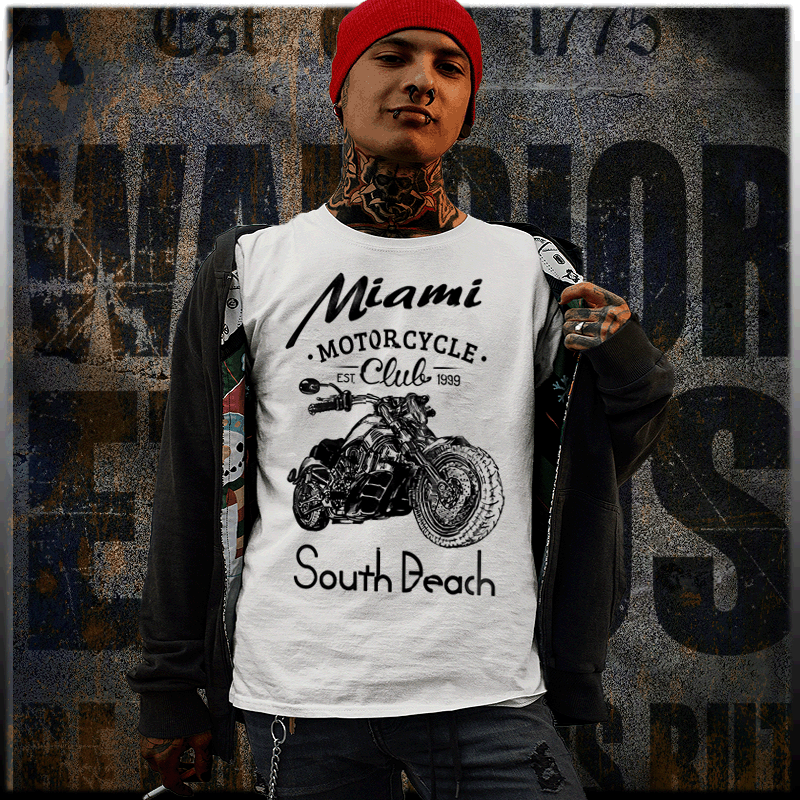 Miami Motorcycle Club Retro Tattoo T-shirt | RebelsMarket