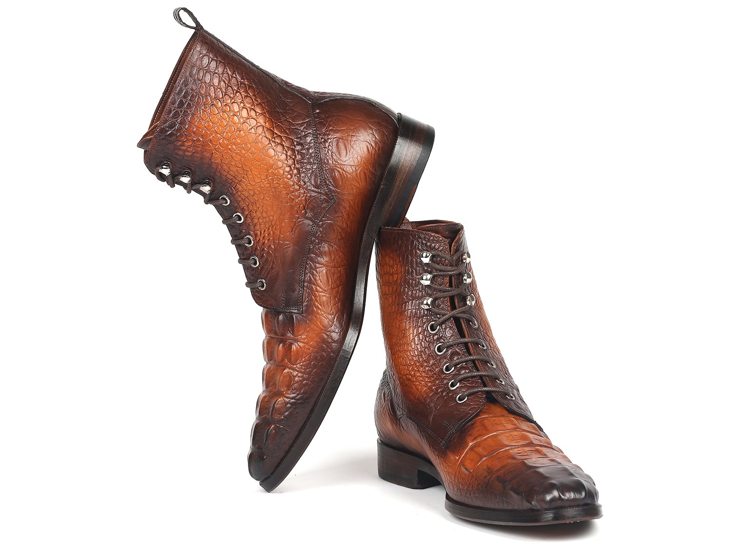 Handmade Men Alligators Ankle Boot, Men Tan Brown | RebelsMarket