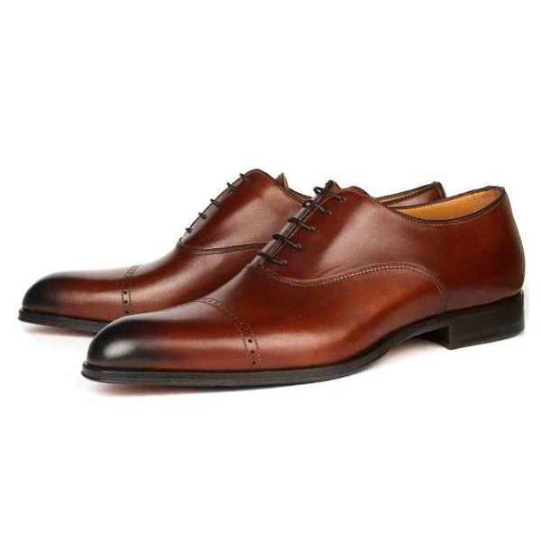 Made to Order Tan Brown Oxford Dress Shoes Men Genuine | RebelsMarket