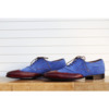 Handmade Men Two Tone Wing Tip Shoes, Blue And Brown | RebelsMarket