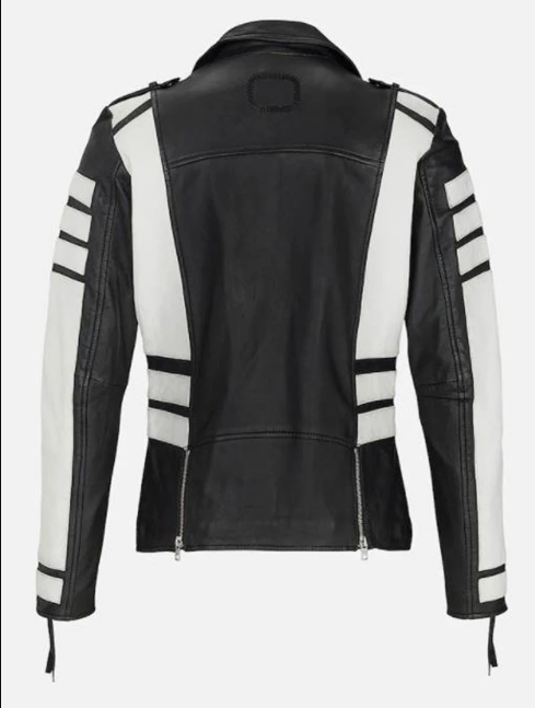 Men Two Tone Biker Jacket, Men Black and White Fashion | RebelsMarket