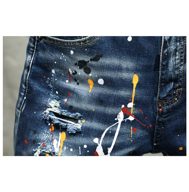 Men's Painted Ripped Denim Shorts | RebelsMarket