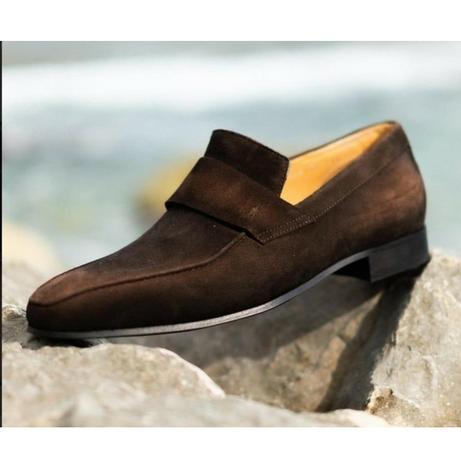 Handmade Men Brown Suede Moccasins Loafer, Brown Suede | RebelsMarket