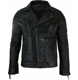 Men's Black Genuine Leather Jacket Slim Fit Zip Closure | RebelsMarket