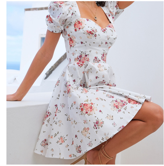 Puff Sleeve Floral Cottagecore Mini Dress | RebelsMarket
