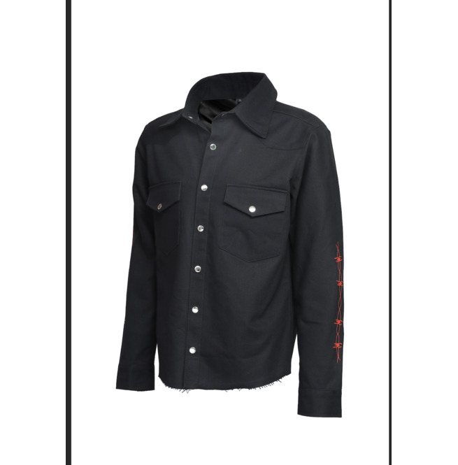 Hand Sewn Men Denim Devil Jacket, Satan Skull Printed | RebelsMarket