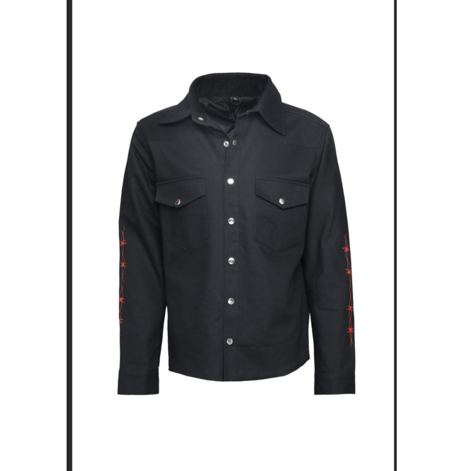 Hand Sewn Men Denim Devil Jacket, Satan Skull Printed | RebelsMarket