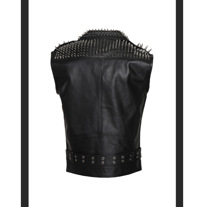 Handmade Men Black Leather Vest Style Jacket With Stud | RebelsMarket