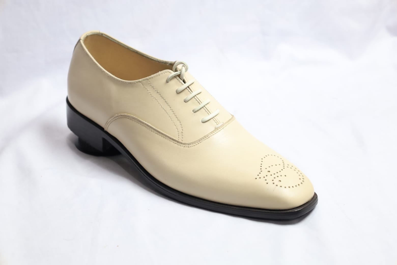 Handmade Men Cream Color Brogue Shoes, Men Ivory Dress | RebelsMarket