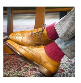 Handmade Men Wingtips Brogue Dress Shoes, Men Tan Color | RebelsMarket