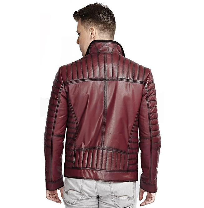 Men Antique Maroon Color Leather Jacket, Men Maroon | RebelsMarket