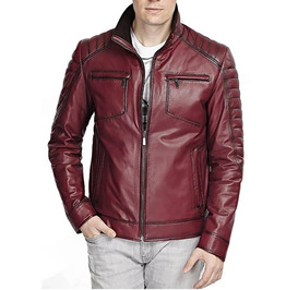 Men Antique Maroon Color Leather Jacket, Men Maroon | RebelsMarket