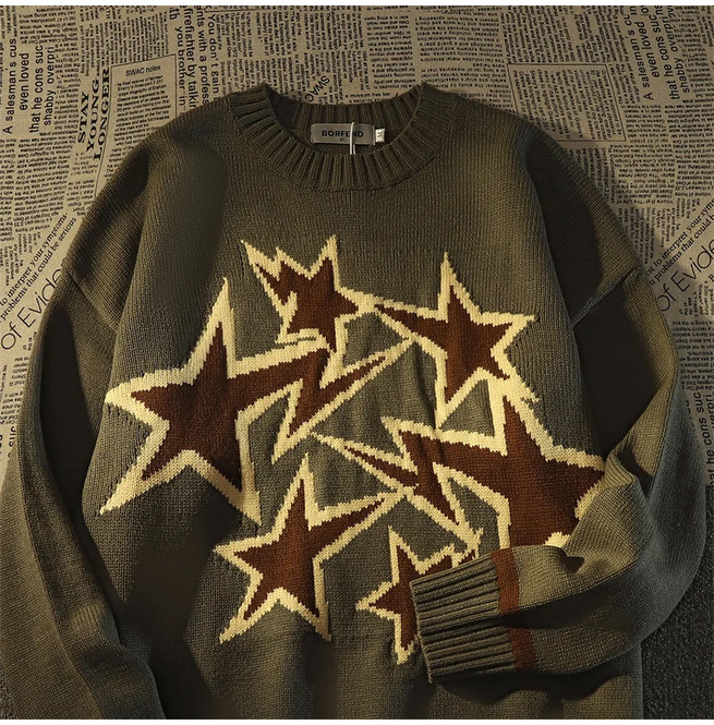 Harajuku Star Pattern Pullover Knitted Sweater | RebelsMarket