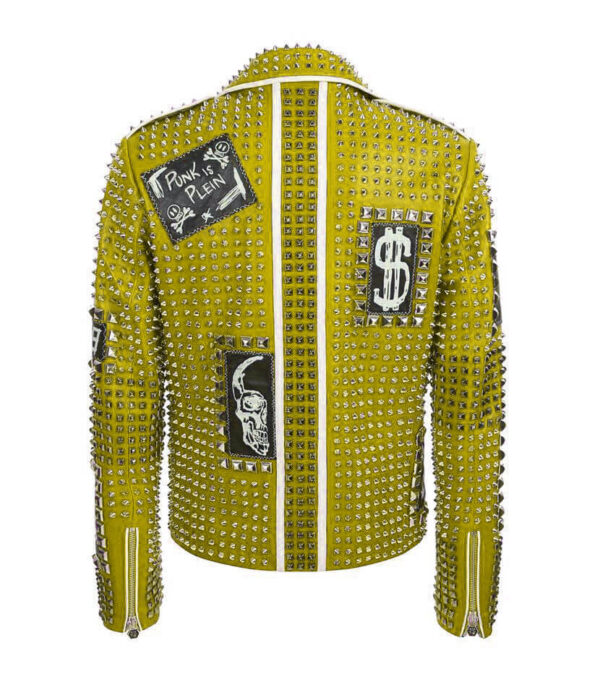 New Punk Green Brando Studded Spikes Rock Moto Biker | RebelsMarket