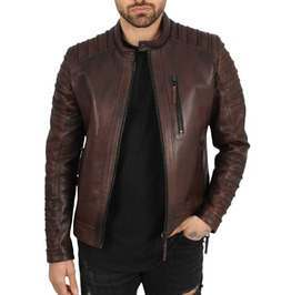 Mens Brown Leather Jacket, Brown Quilted Genuine | RebelsMarket