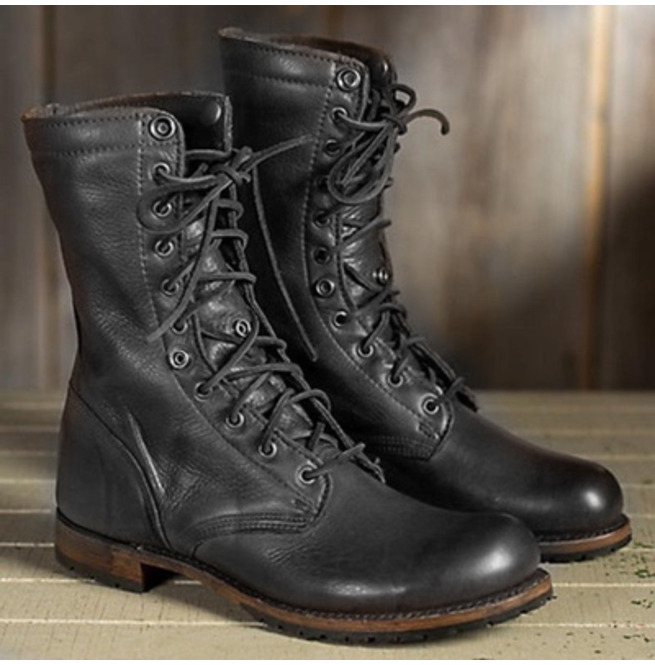 Handmade Men Punk Style Combat Boots, Men Napoleon | RebelsMarket