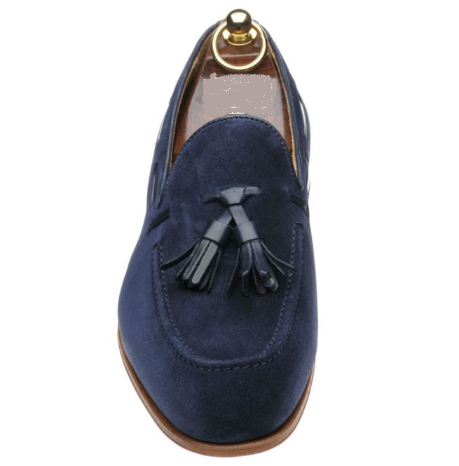 Handmade Mens Blue Suede Moccasins Shoes, Men Blue | RebelsMarket
