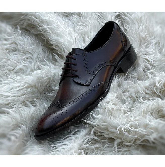 Handmade Mens Black Wingtip Brogue Dress Shoes Men Rebelsmarket