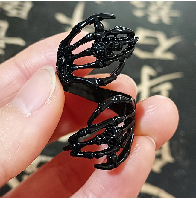 Gothic Punk Double Metallic Metal Skeleton Skull Dragon | RebelsMarket