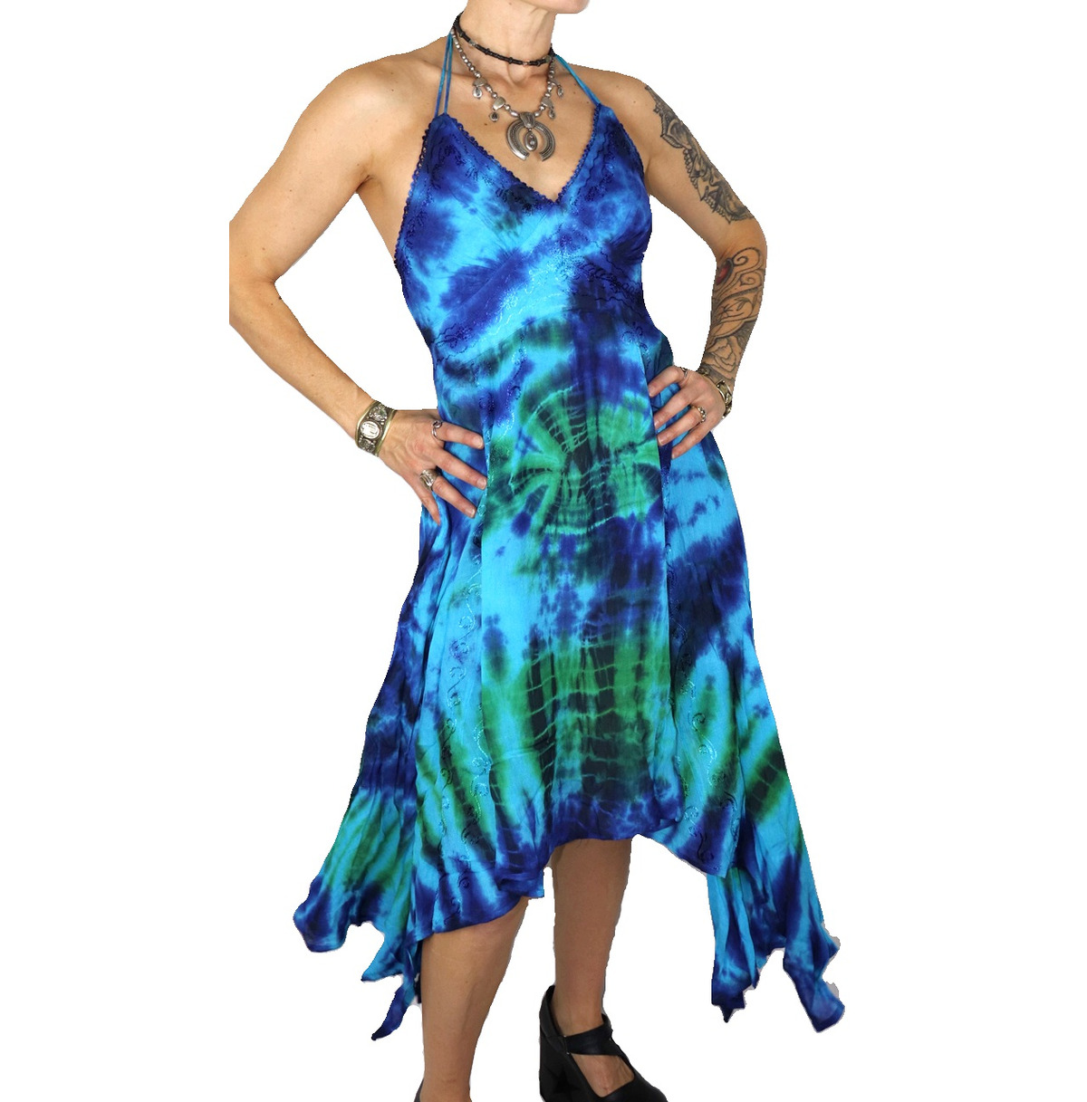 Tatiana Boho Hippie Tie Dye Party Beach Midi Dress Rebelsmarket