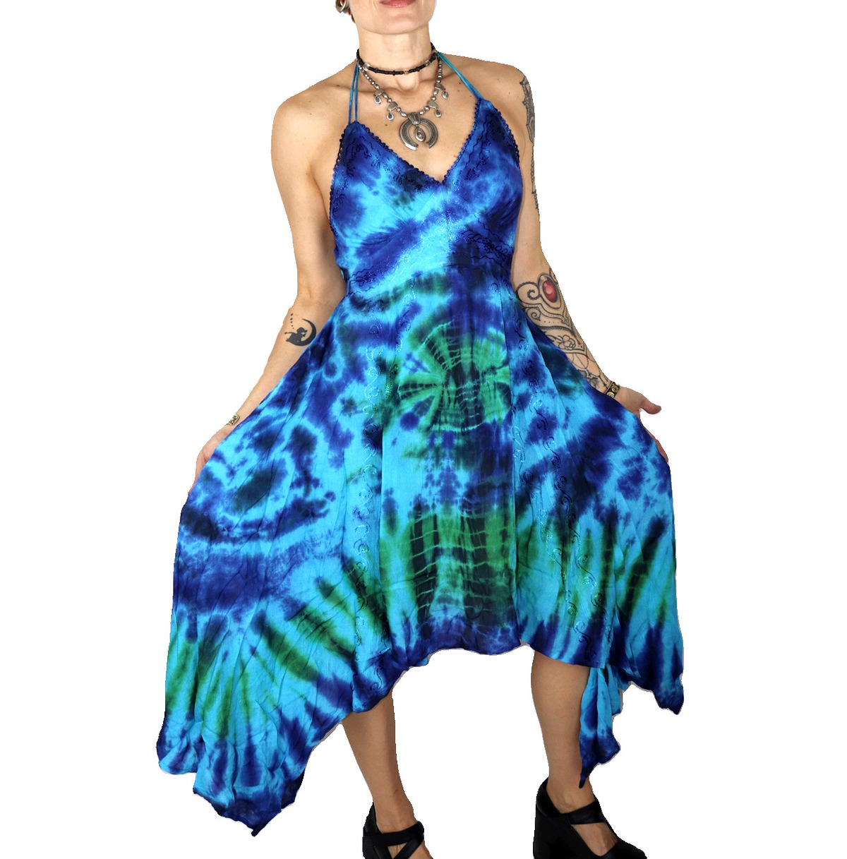 Tatiana Boho Hippie Tie Dye Party Beach Midi Dress Rebelsmarket