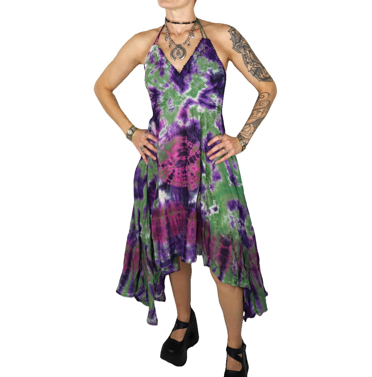Tatiana Boho Hippie Tie Dye Party Beach Midi Dress Rebelsmarket