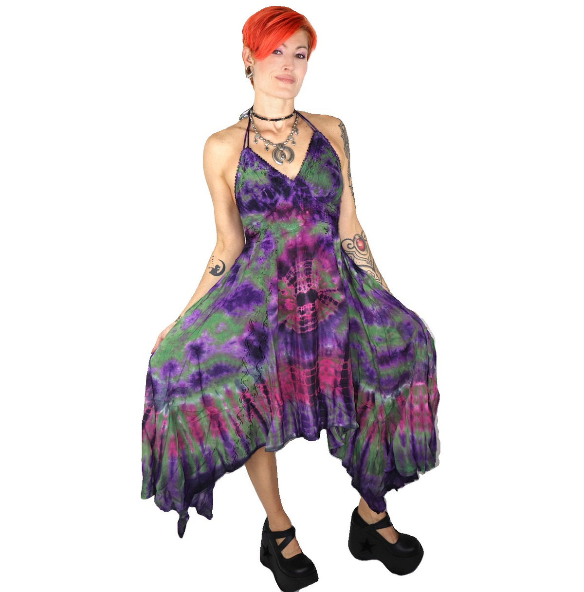 Tatiana Boho Hippie Tie Dye Party Beach Midi Dress Rebelsmarket