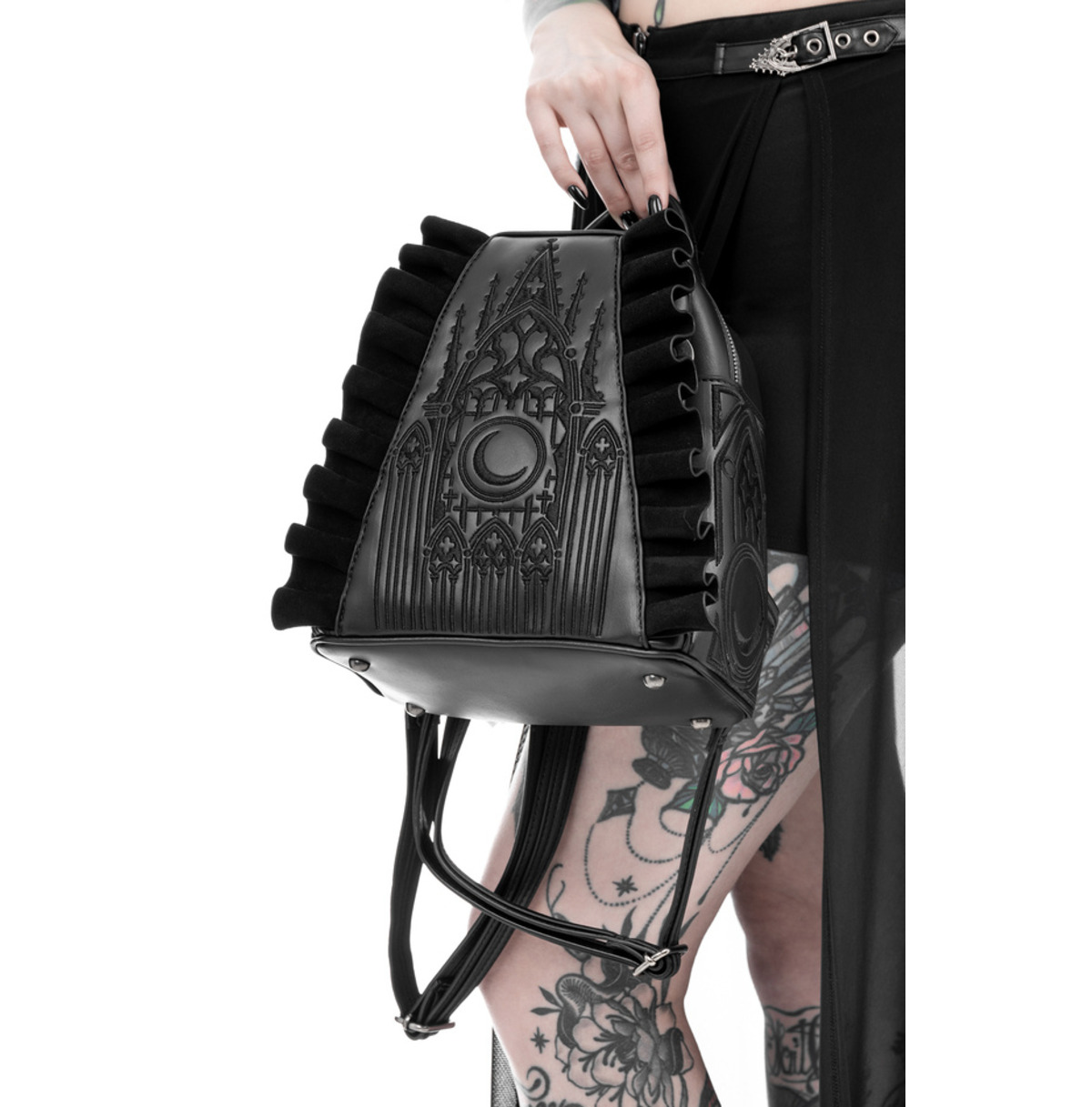 Goth Moon Cathedral Embroidery Backpack | Restyle | RebelsMarket