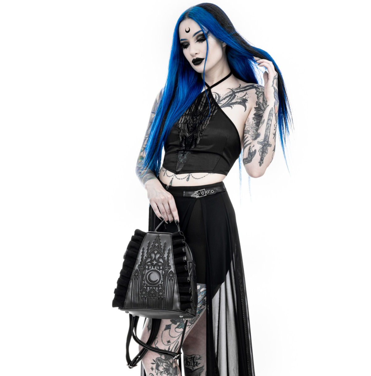 Goth Moon Cathedral Embroidery Backpack | Restyle | RebelsMarket