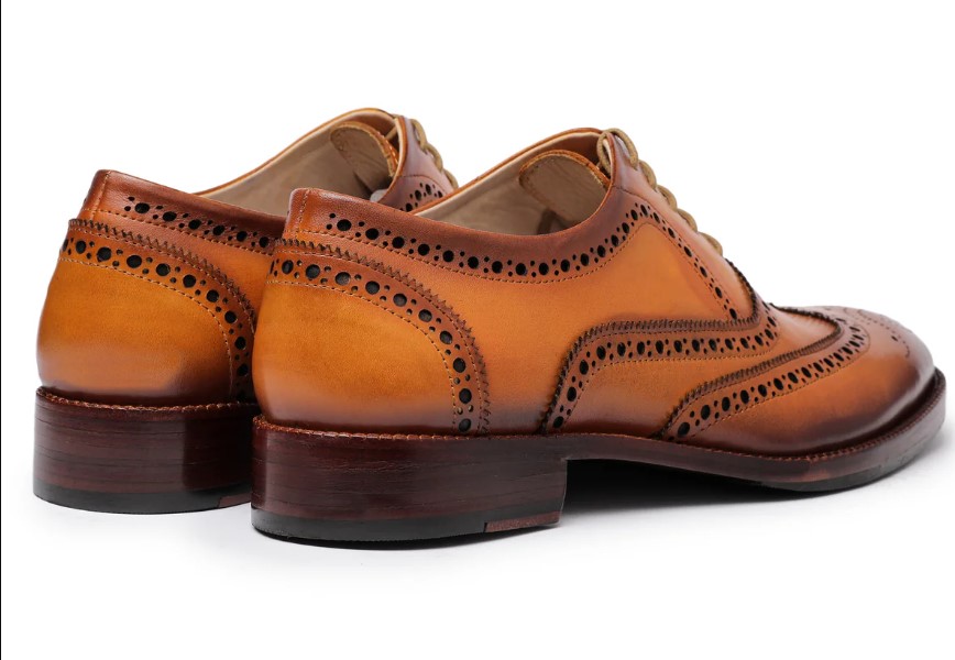 Handmade Mens Wingtips Brogue Dress Shoes, Men Tan | RebelsMarket