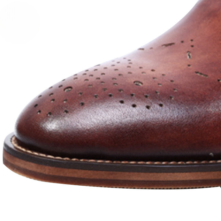 Handmade Men's Full Grain Leather Perforated Derby | RebelsMarket