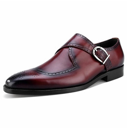Handmade Men's Cow Genuine Leather Buckle Dress Shoes | RebelsMarket