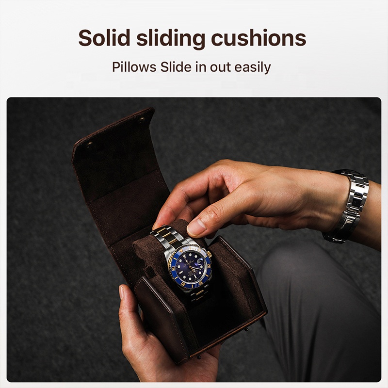 Genuine Leather Hexagonal Design Single Watch Roll Case | RebelsMarket