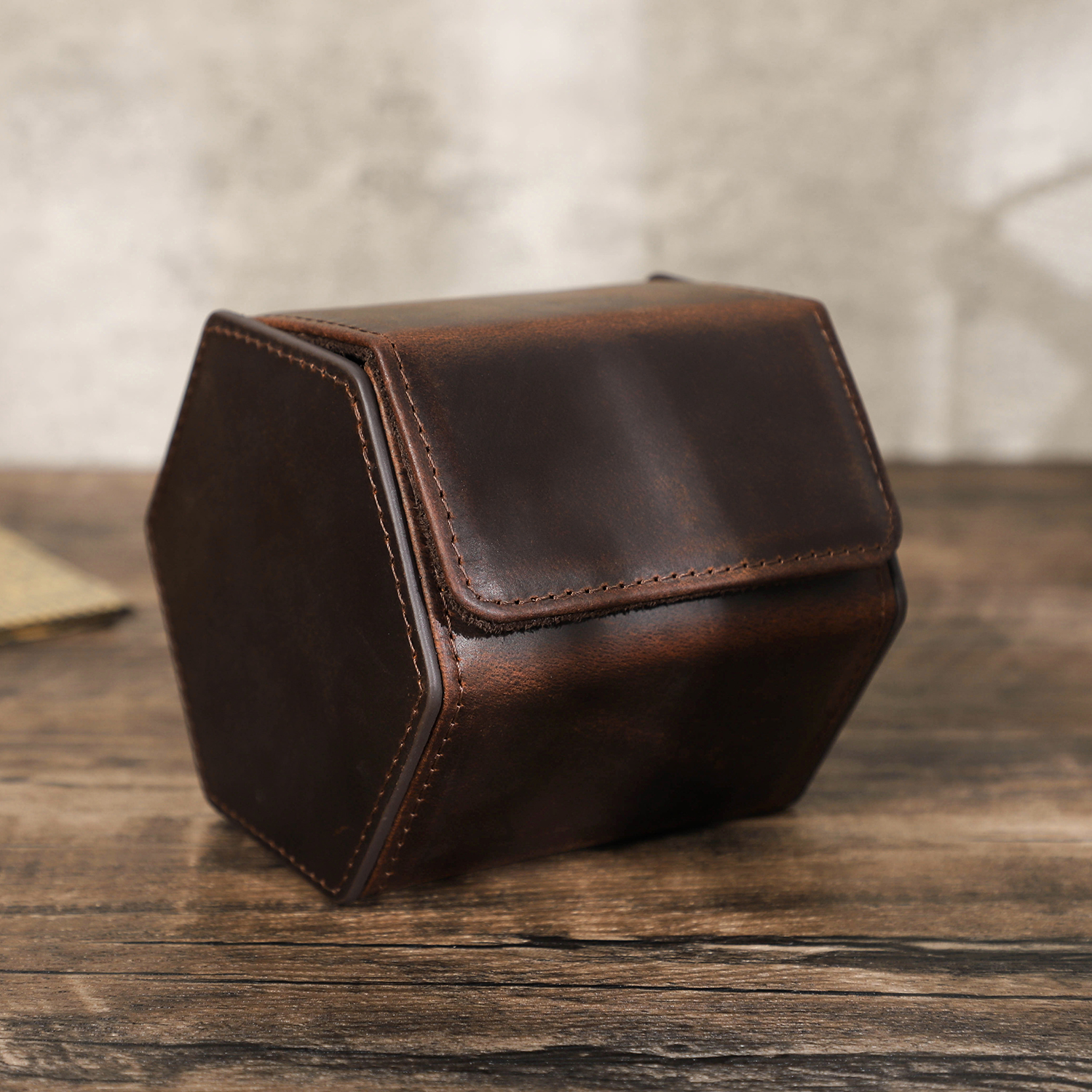 Genuine Leather Hexagonal Design Single Watch Roll Case | RebelsMarket