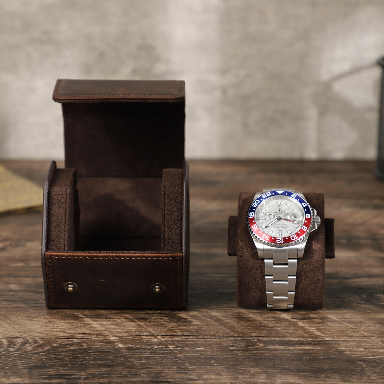 Genuine Leather Hexagonal Design Single Watch Roll Case | RebelsMarket