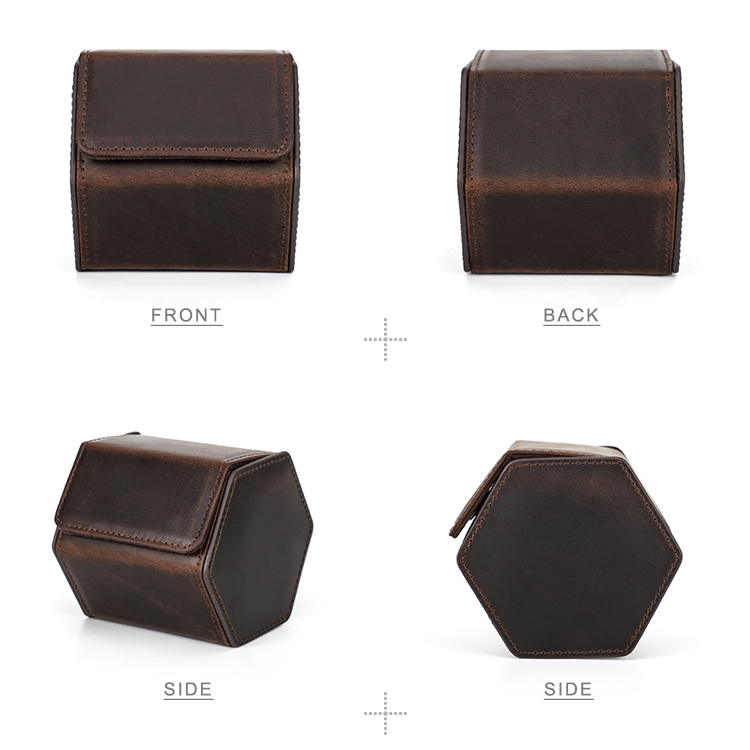 Genuine Leather Hexagonal Design Single Watch Roll Case | RebelsMarket