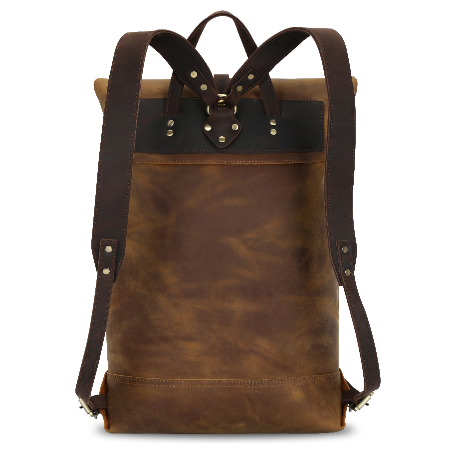 Rustic Leather Roll-Top Backpack | RebelsMarket