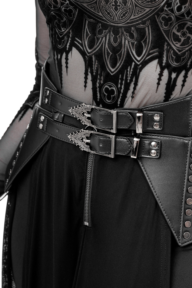 Gothic Adjustable Peplum Leather Belt With Steel | RebelsMarket