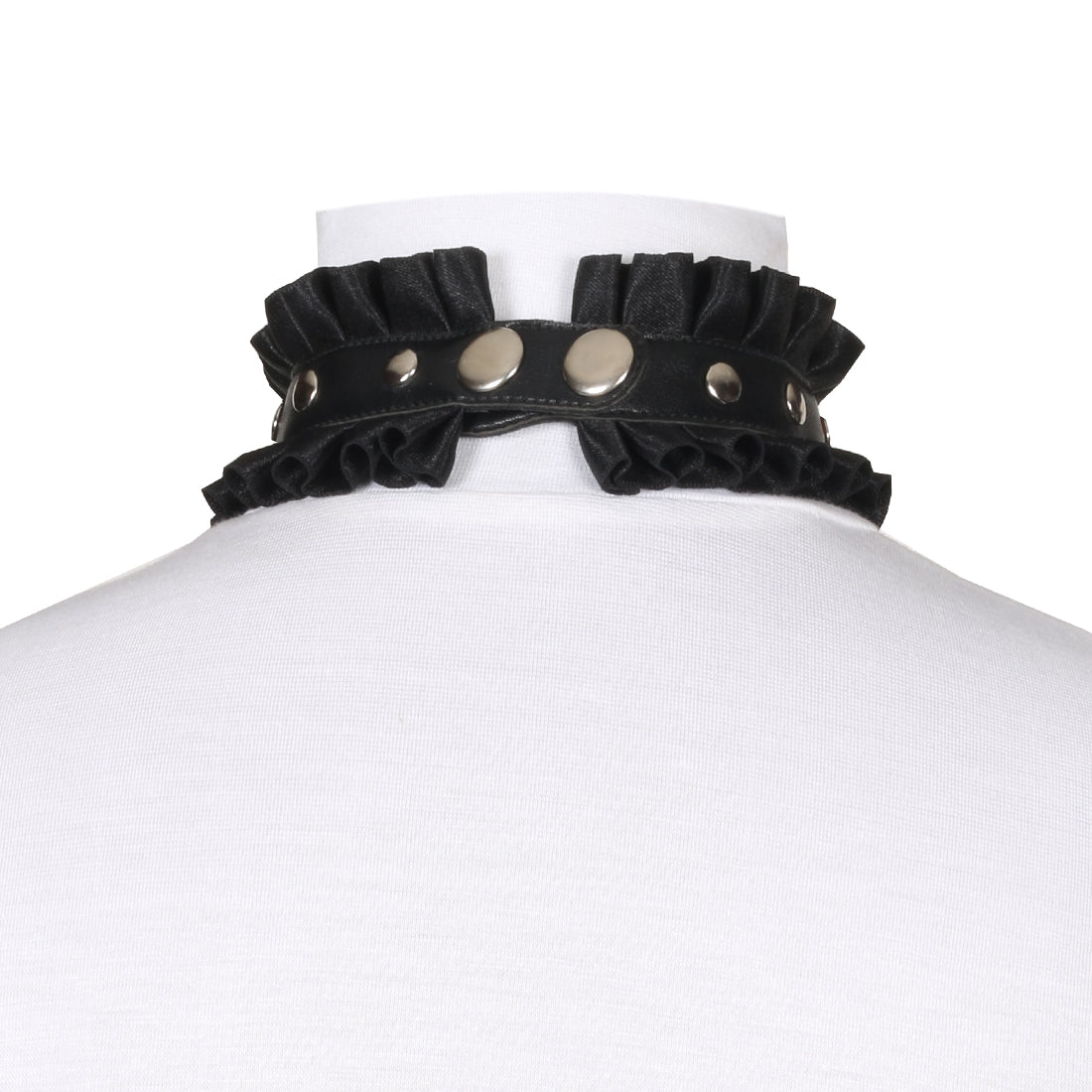 Gothic Ruffled Leather Choker With Studs – Punk | RebelsMarket